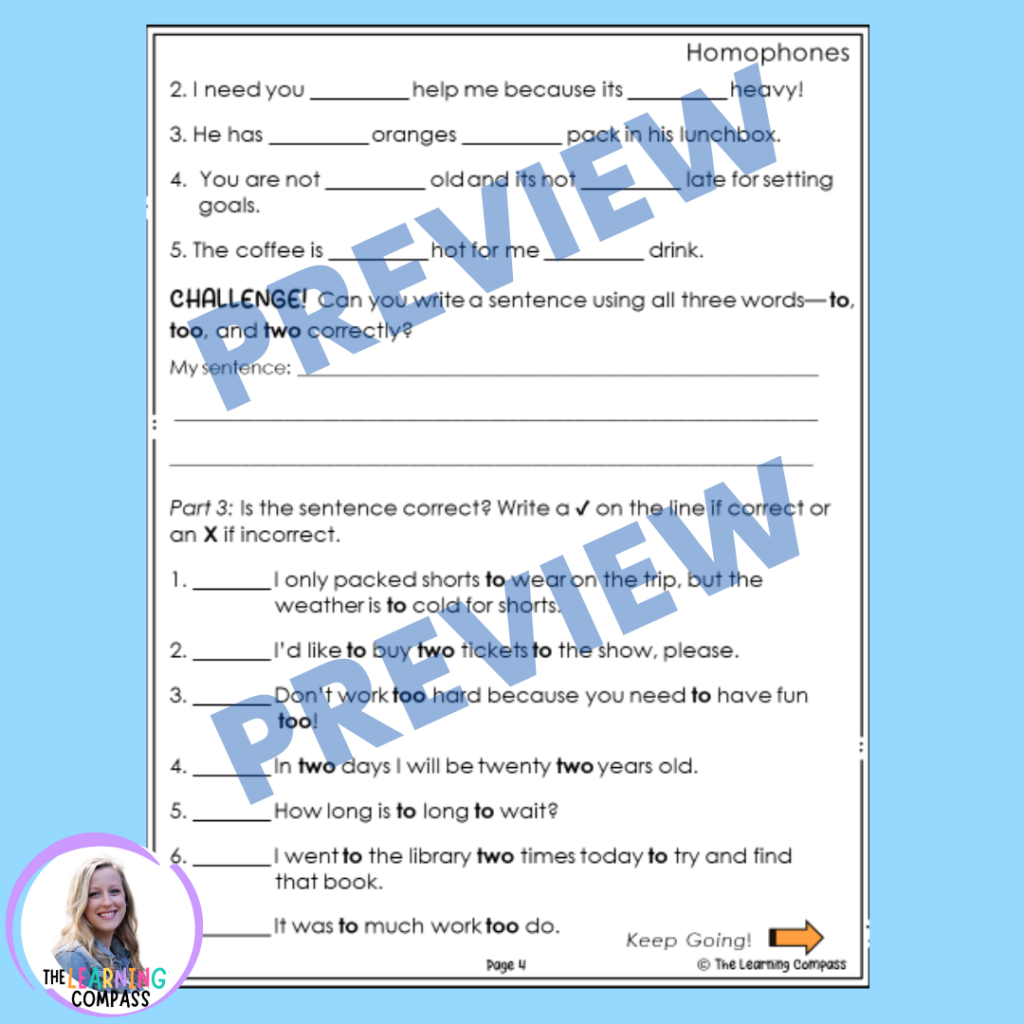 To, Too, Two Guided Practice | Homophones | Made By Teachers