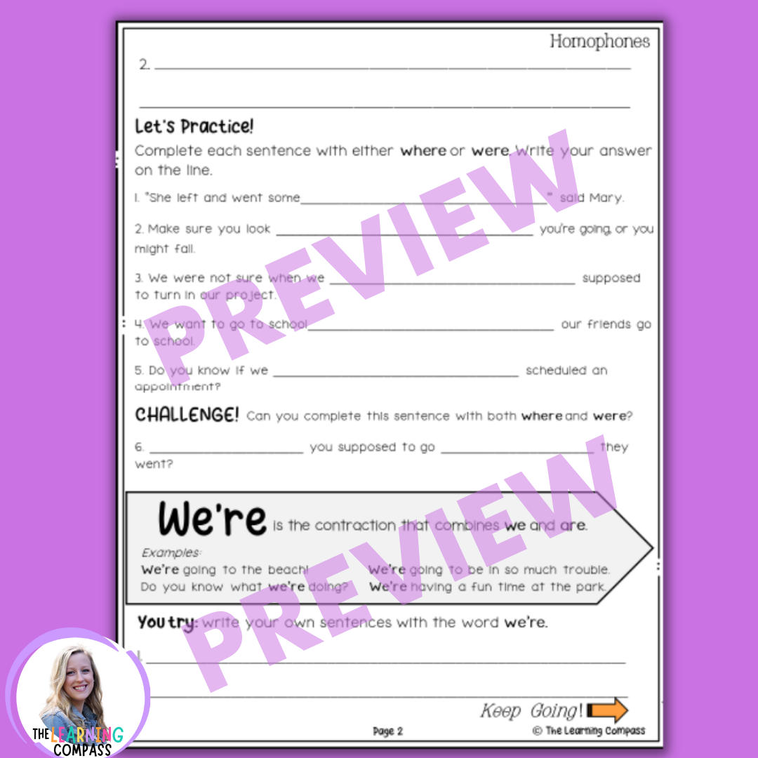 Where, Were, We're, Wear Guided Practice | Homophones | Made By Teachers