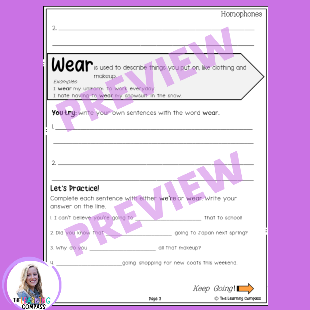 Where, Were, We're, Wear Guided Practice | Homophones | Made By Teachers