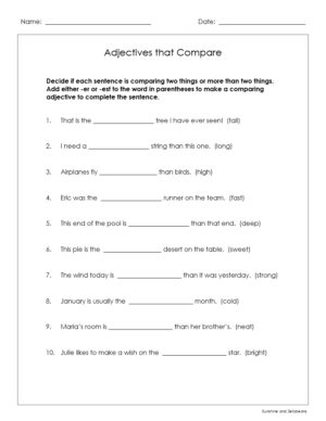 Adjectives that Compare - using -er / -est - 4 worksheets - Grades 1-2 ...