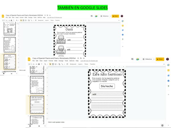 Spanish Poems and Poetry Worksheets | Poemas y Poesías - Made By Teachers