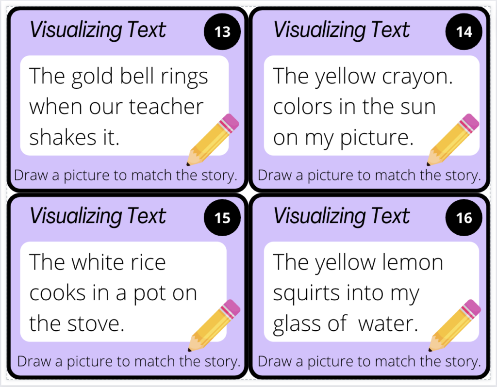 Visualizing Text Task Cards: Draw a Picture Activities | Made By Teachers