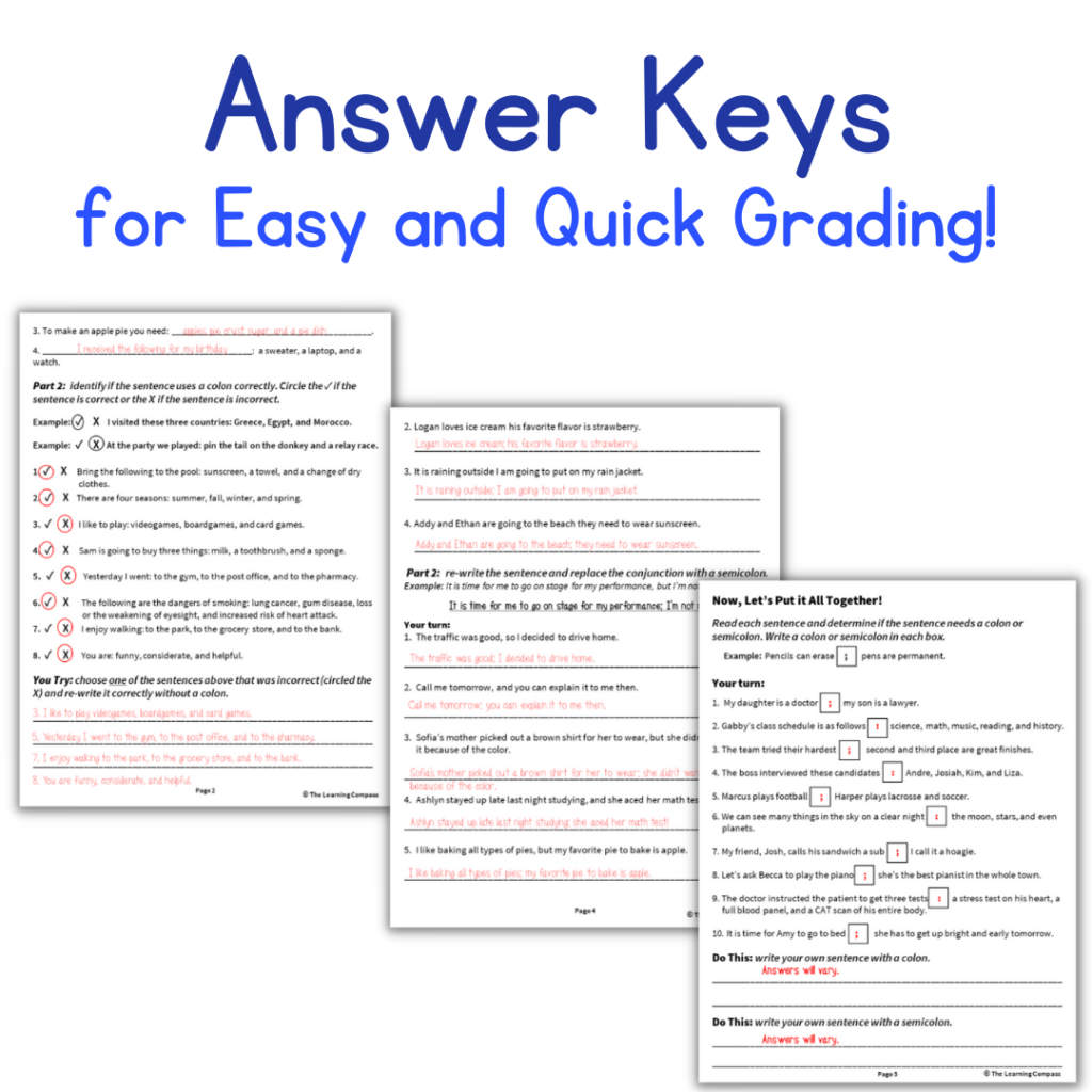 Colons and Semicolons Guided Practice | Made By Teachers