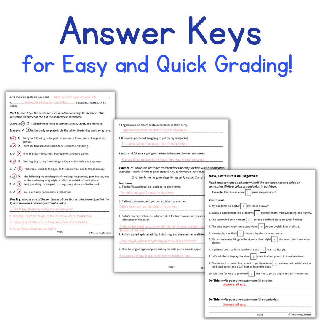 Colons and Semicolons Guided Practice | Made By Teachers