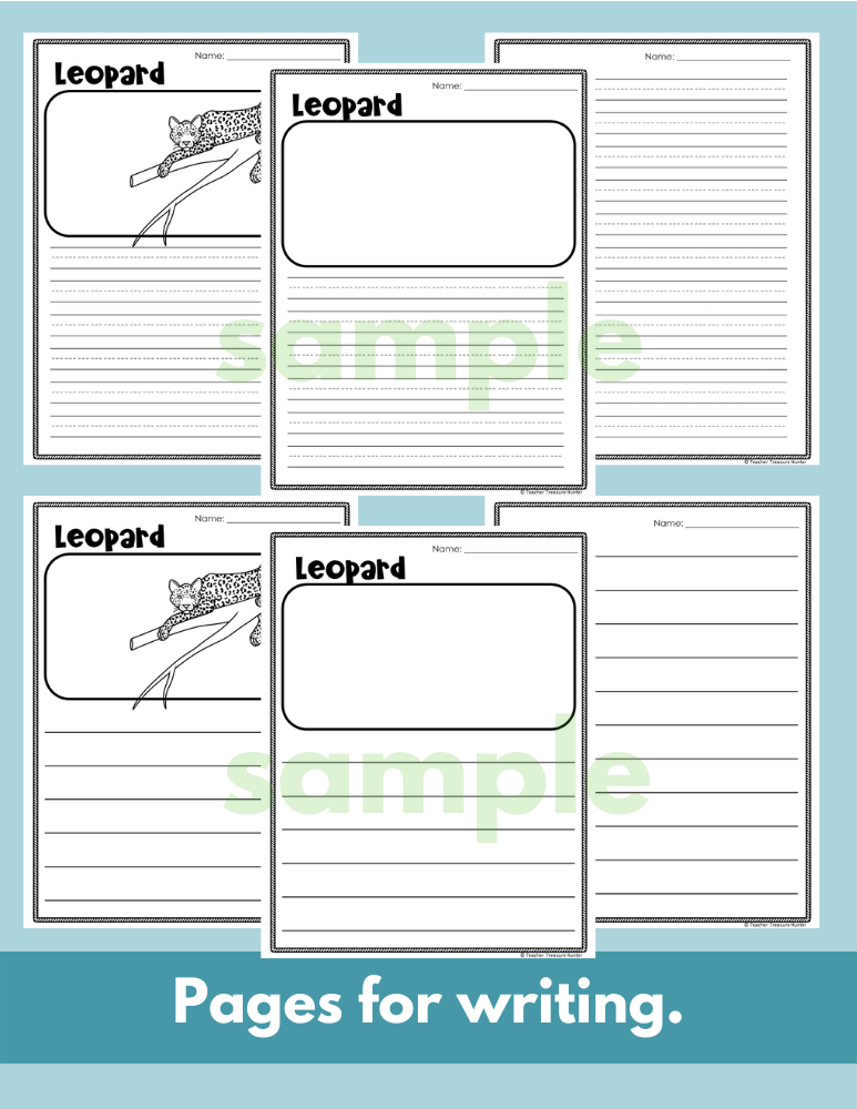 Leopard Read Write Color African animal writing activity for safari ...