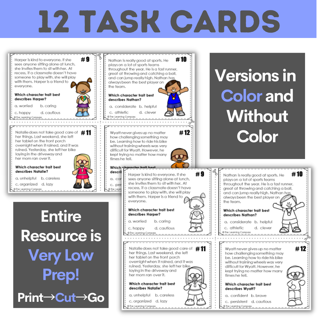Character Traits Task Cards | Made By Teachers