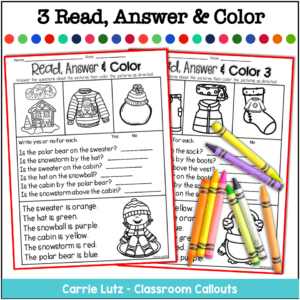 No Prep First Grade Winter Reading Worksheets | Made By Teachers