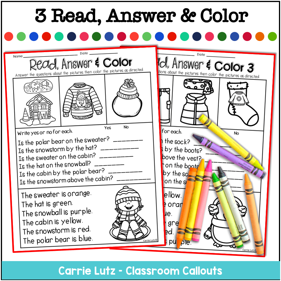 No Prep First Grade Winter Reading Worksheets | Made By Teachers