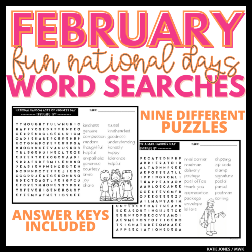 February Word Search Puzzles | Made By Teachers