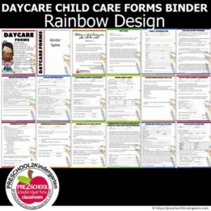 DAYCARE CHILD CARE FORMS - COLORFUL RAINBOW DESIGN | Made By Teachers