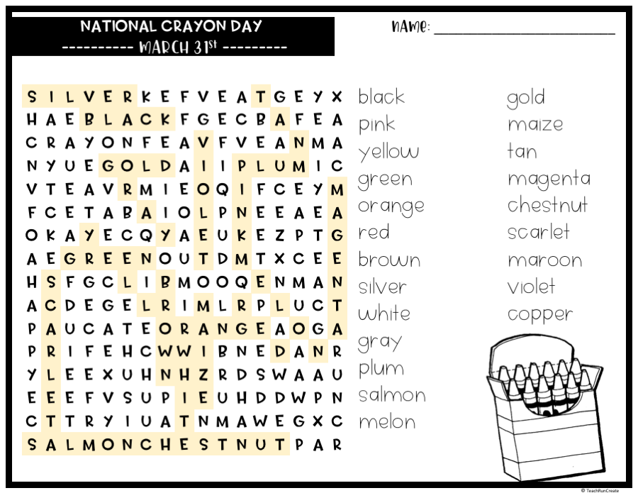 March Word Search Puzzles | Made By Teachers