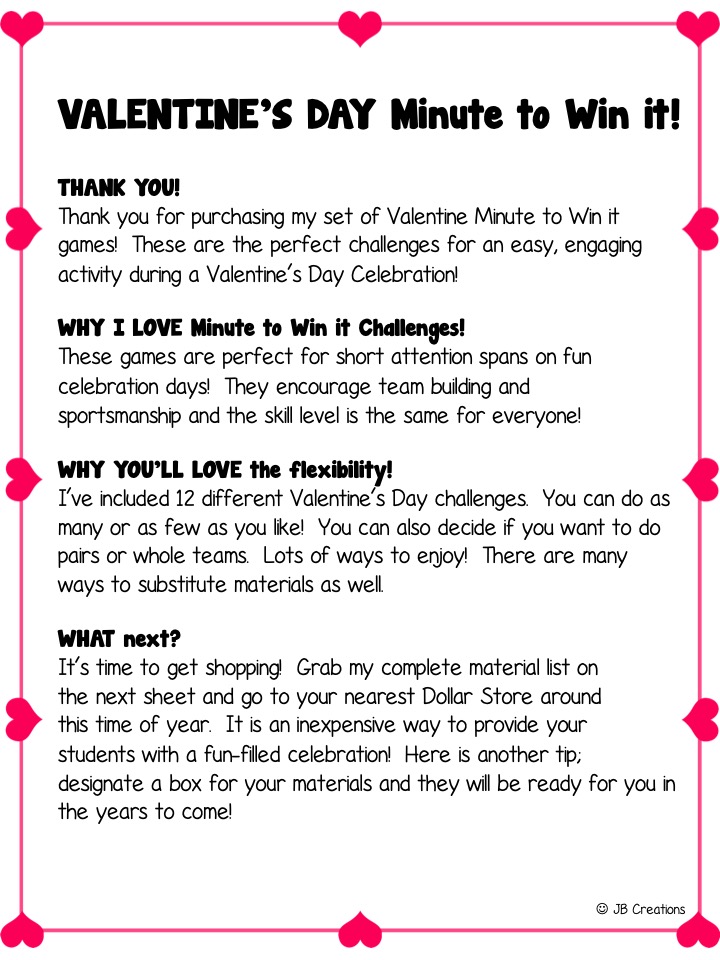 Valentine's Day Party Games: Minute to Win it Style! | Made By Teachers