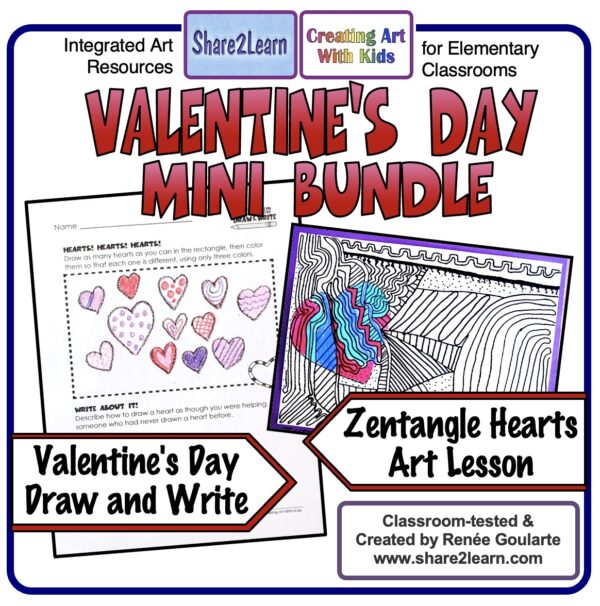 Art Lesson Valentine's Day Zentangle Drawing Heart Tangles | Made By ...