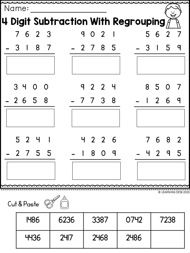4 Digit Subtraction With Regrouping Worksheets Google Slides Made By