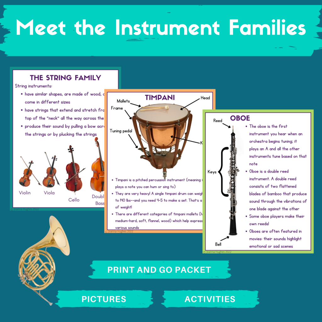 Meet the Instrument Families Packet (No-Prep, Print and Go, Elementary ...