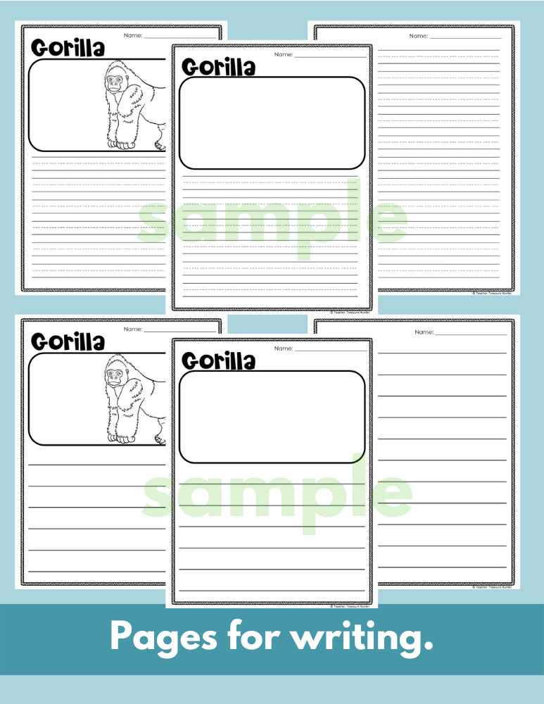 Gorilla facts Read Write Color African animal activity | Made By Teachers