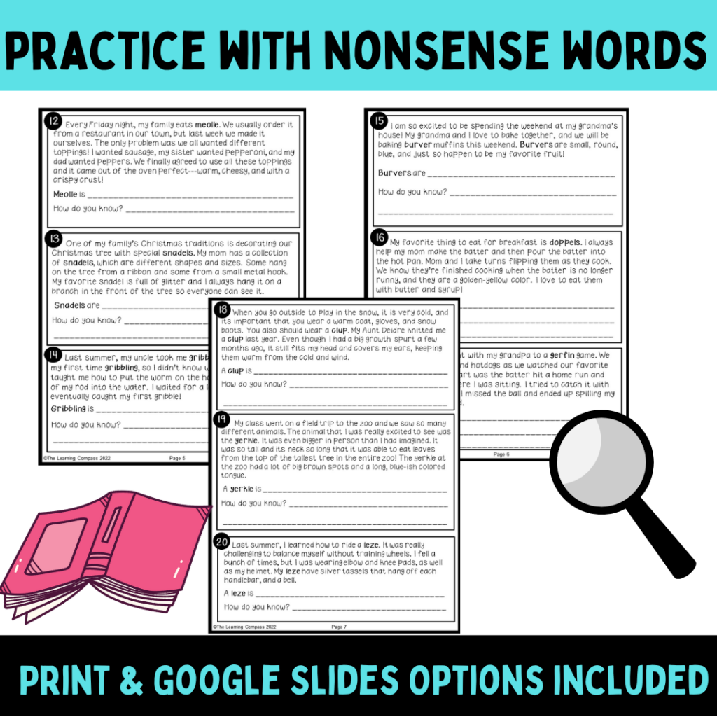 Context Clues Practice with Nonsense Words | 2nd-4th Grades | Made By ...