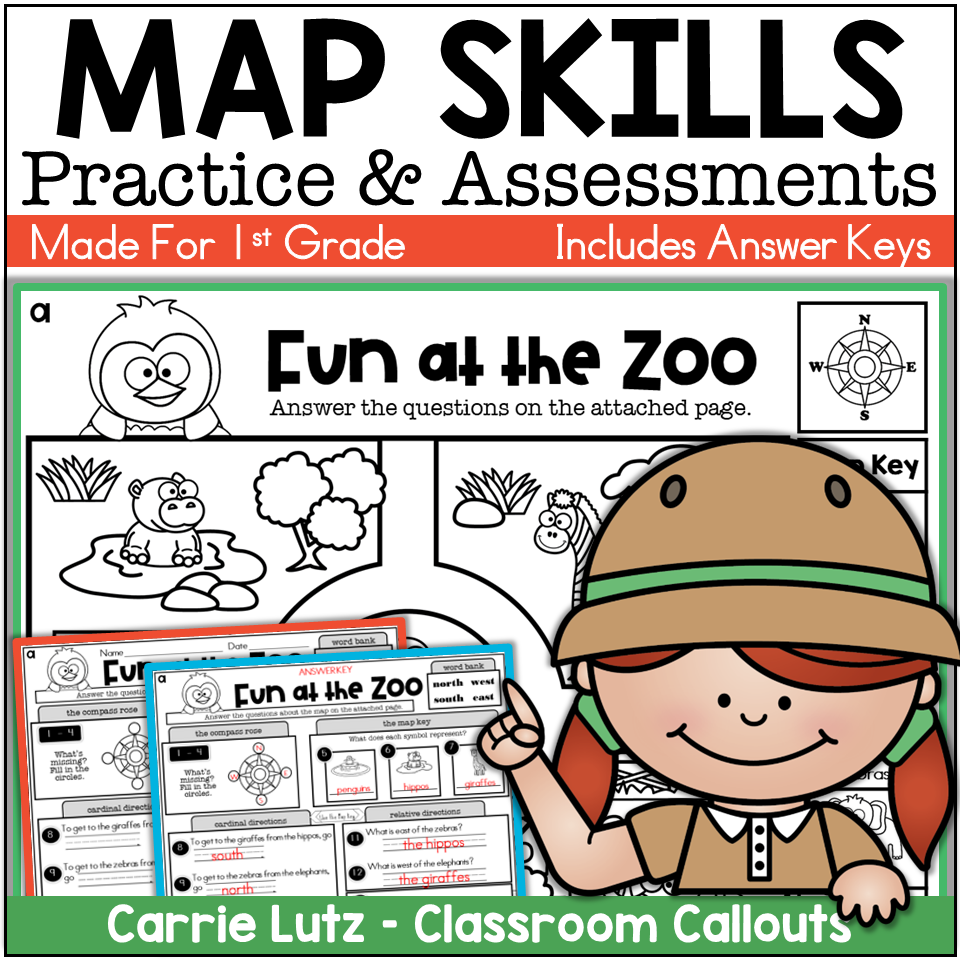 First Grade Map Skills Worksheets Reading A Map Assessments Made By 