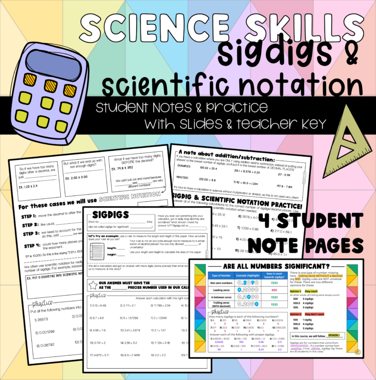 Science Skills: Sigdigs and Scientific Notation (Notes & Practice ...