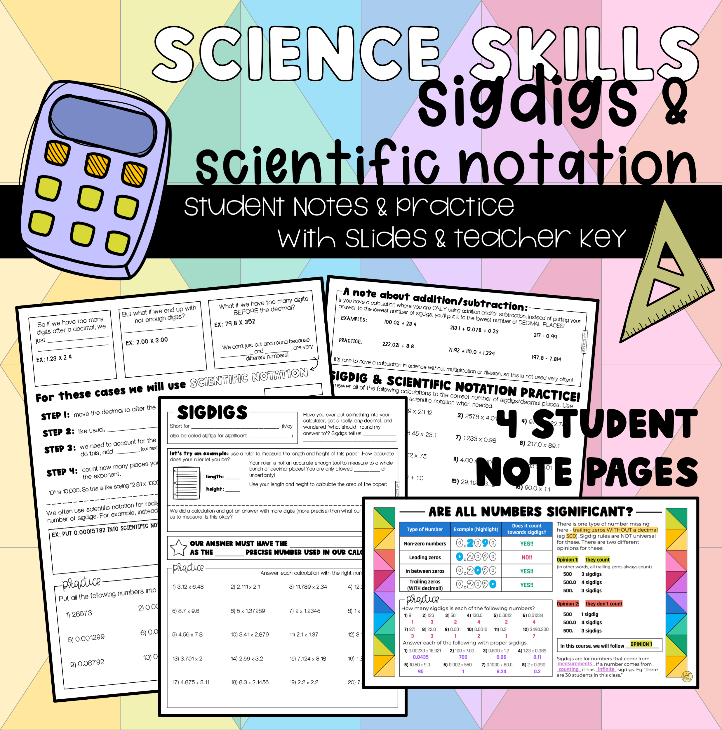Science Skills: Sigdigs and Scientific Notation (Notes & Practice ...