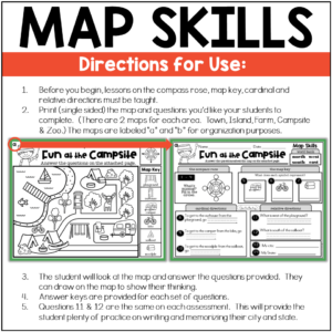 First Grade Map Skills Worksheets / Reading a Map Assessments | Made By ...