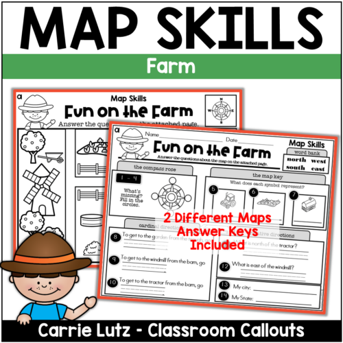 First Grade Map Skills Worksheets / Reading a Map Assessments | Made By ...