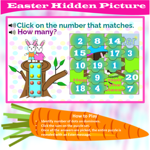 Easter Subitizing with Dominoes Hidden Picture Number Sense 1-20 Boom ...