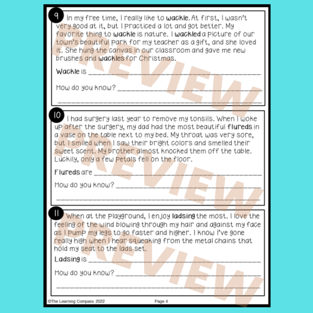 Context Clues Practice with Nonsense Words | 2nd-4th Grades | Made By ...