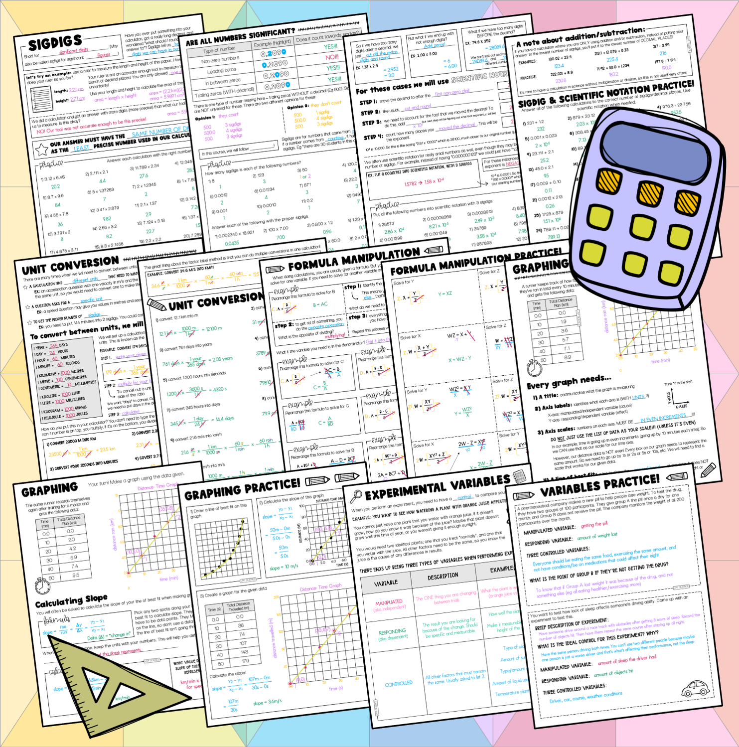 Science Skills Chapter (sigdigs, sci. notation, formula manipulation ...