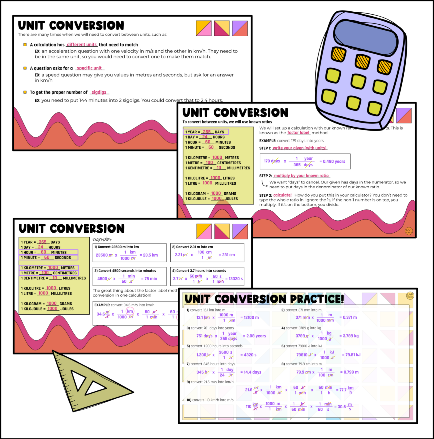 Science Skills: Unit Conversion (factor label method) Notes & Practice ...