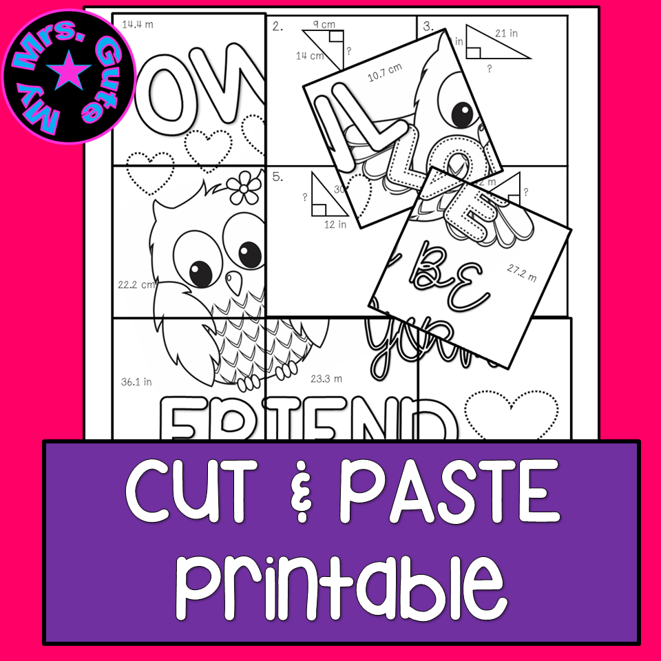 Valentine Pythagorean Theorem Cut and Paste Math Activity or Digital ...