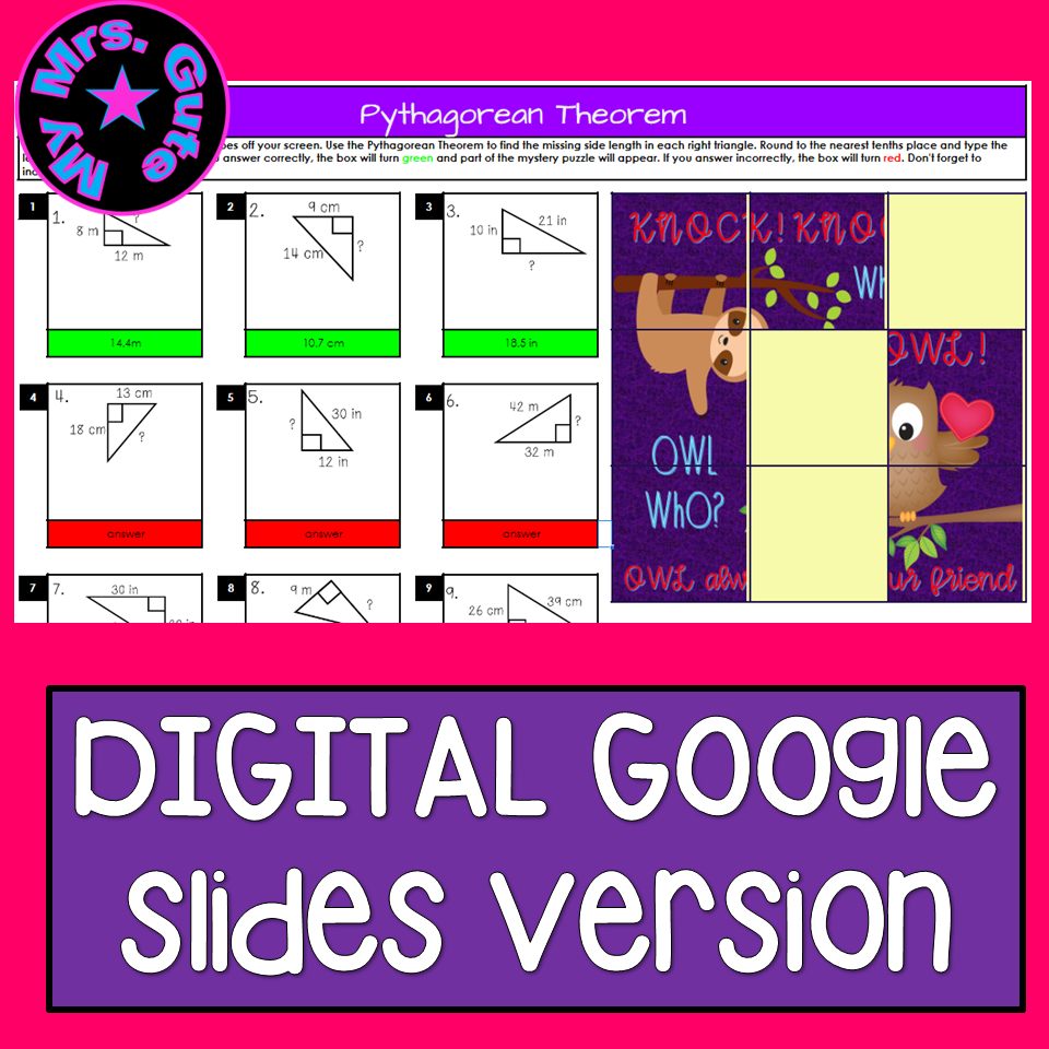 Valentine Pythagorean Theorem Cut and Paste Math Activity or Digital ...
