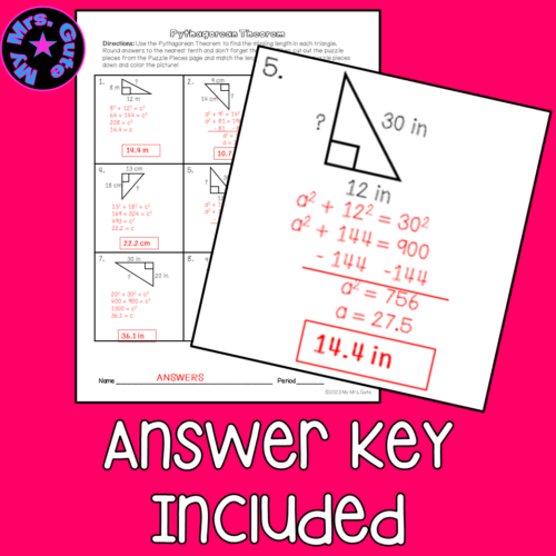 Valentine Pythagorean Theorem Cut and Paste Math Activity or Digital ...