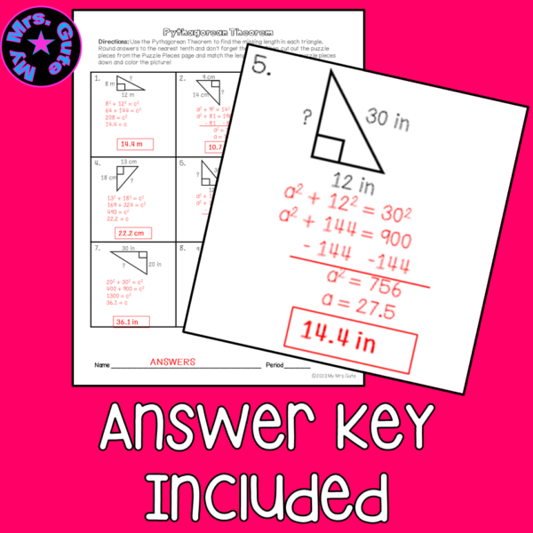 Valentine Pythagorean Theorem Cut and Paste Math Activity or Digital ...