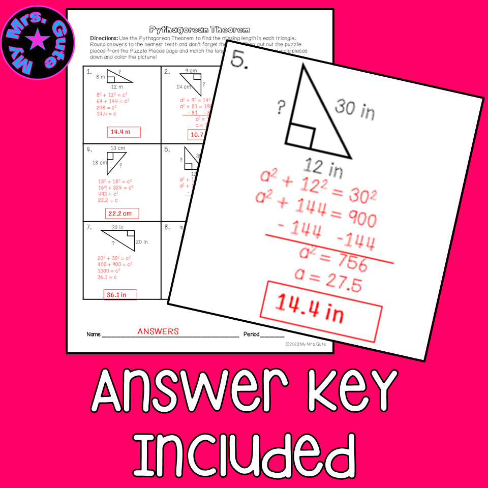 Valentine Pythagorean Theorem Cut and Paste Math Activity or Digital ...
