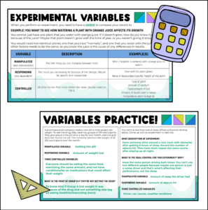 Science Skills: Experimental Variables (Notes & Practice) | Made By ...