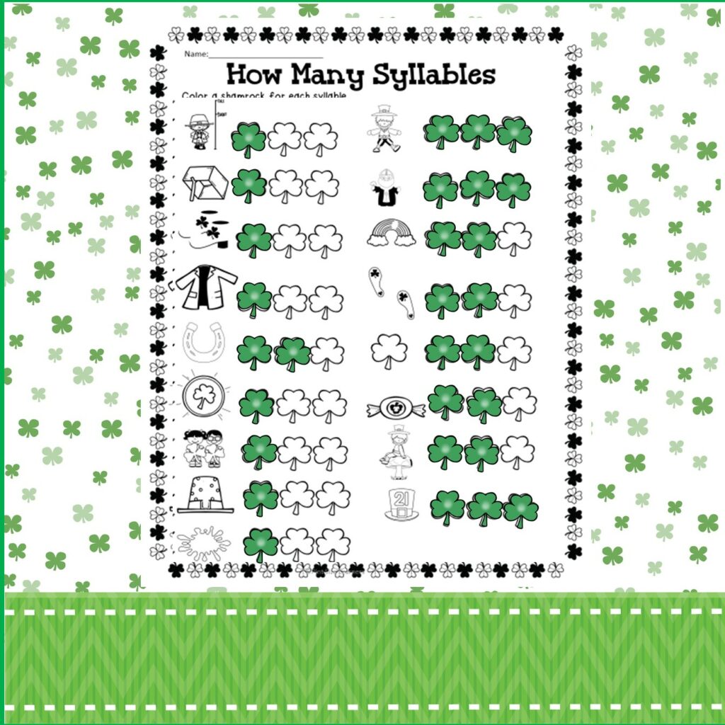 St. Patrick’s Day | Counting Syllables | Centers and Worksheets | Made ...