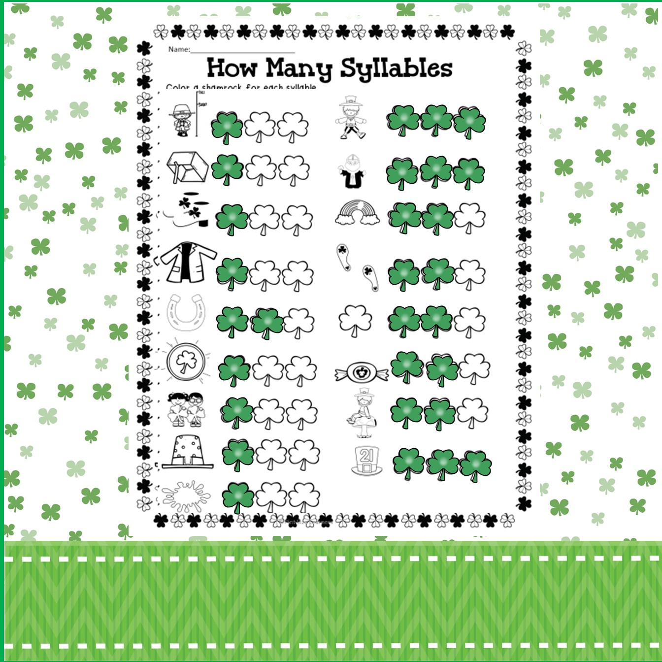 St. Patrick’s Day | Counting Syllables | Centers and Worksheets | Made ...