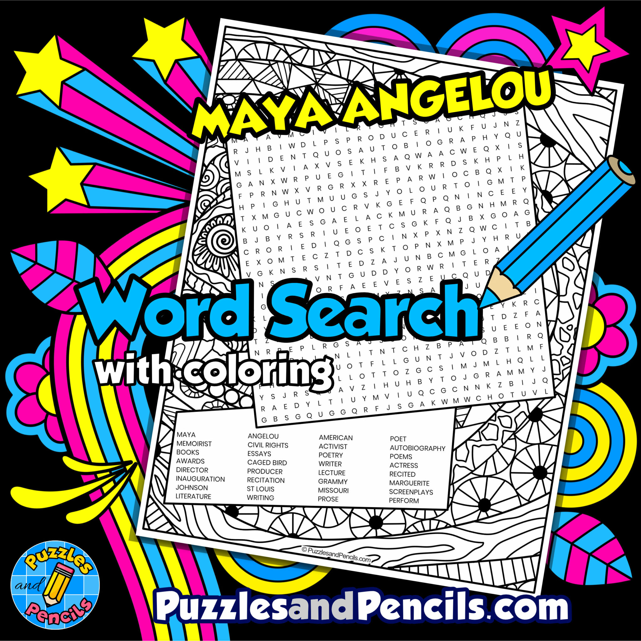 Maya Angelou Word Search Puzzle Activity | Black History Month ...