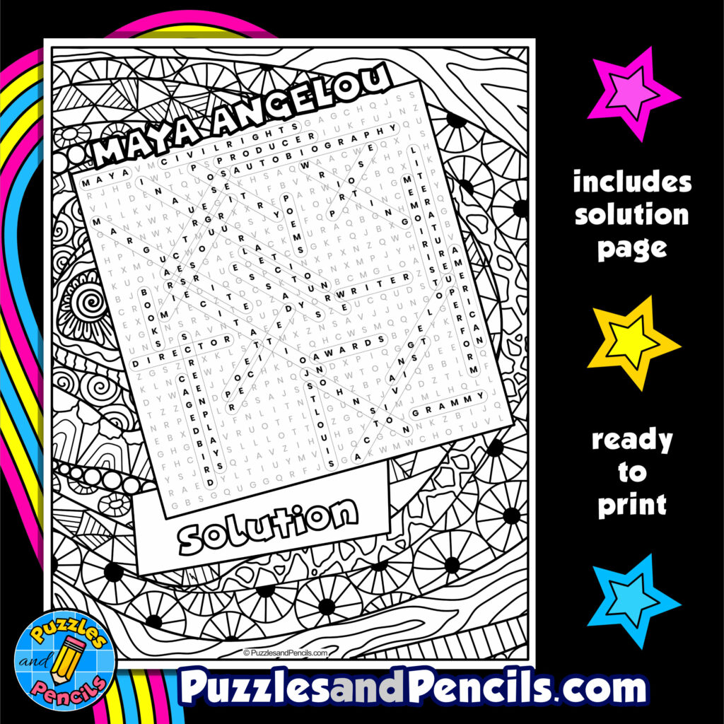 Maya Angelou Word Search Puzzle Activity | Black History Month ...