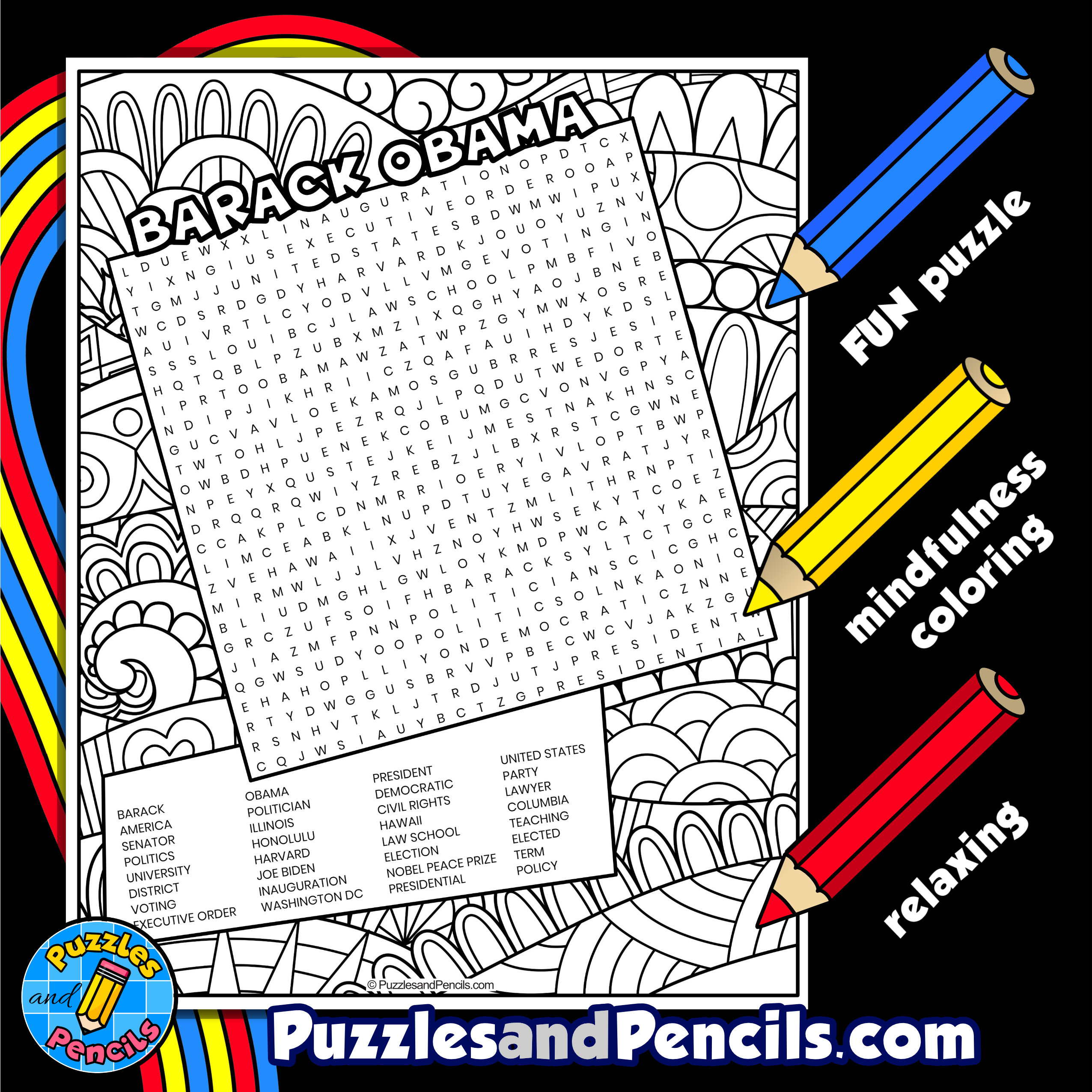 Barack Obama Word Search Puzzle Activity | Black History Month ...