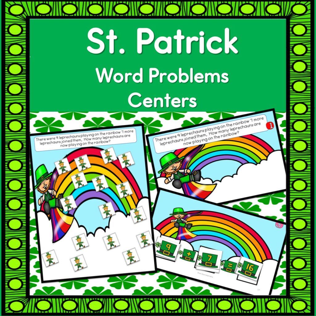 St. Patricks Day Addition Word Problems | Centers | Worksheets | K - 1 ...