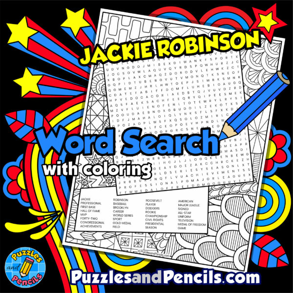 Jackie Robinson Word Search Puzzle Activity | Black History Month ...