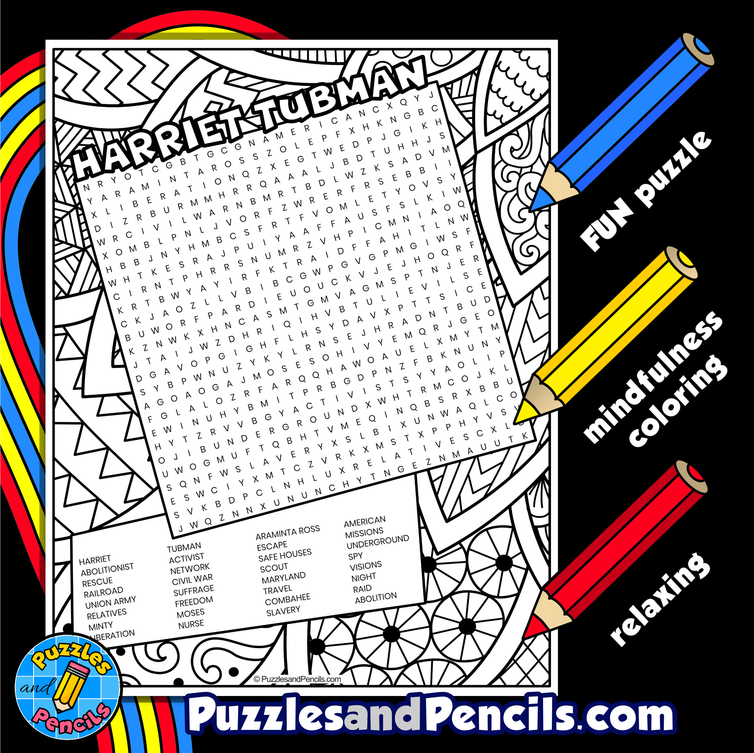 Harriet Tubman Word Search Puzzle Activity | Black History Month ...