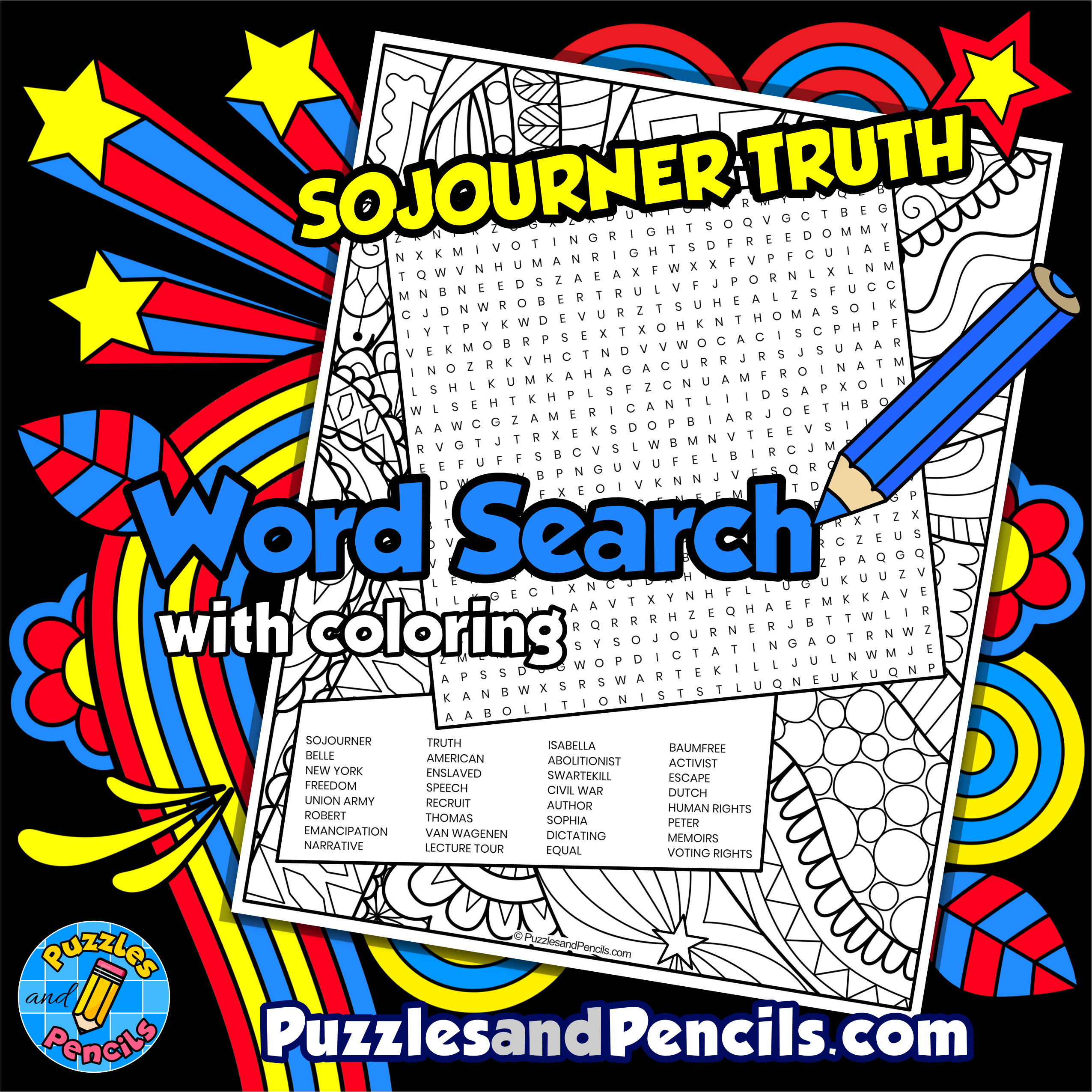 Sojourner Truth Word Search Puzzle Activity | Black History Month ...