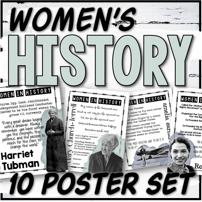 Women's History Poster Set & Task Cards (Set #1) | Made By Teachers