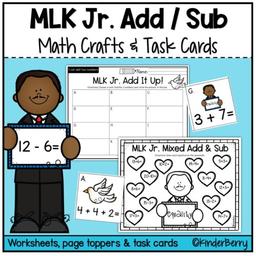 Martin Luther King Jr. Addition & Subtraction Craft & Task Cards ...