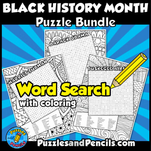 Black History Month Word Search Puzzle Activity Page BUNDLE | 20 ...