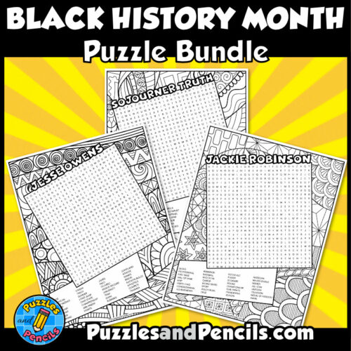 Black History Month Word Search Puzzle Activity Page BUNDLE | 20 ...
