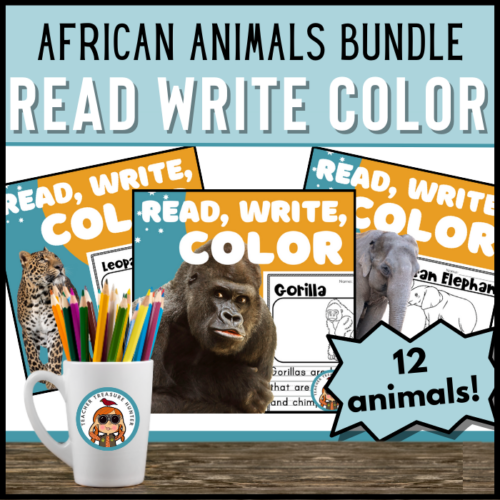 LION African Animal reading and writing activity READ WRITE COLOR ...